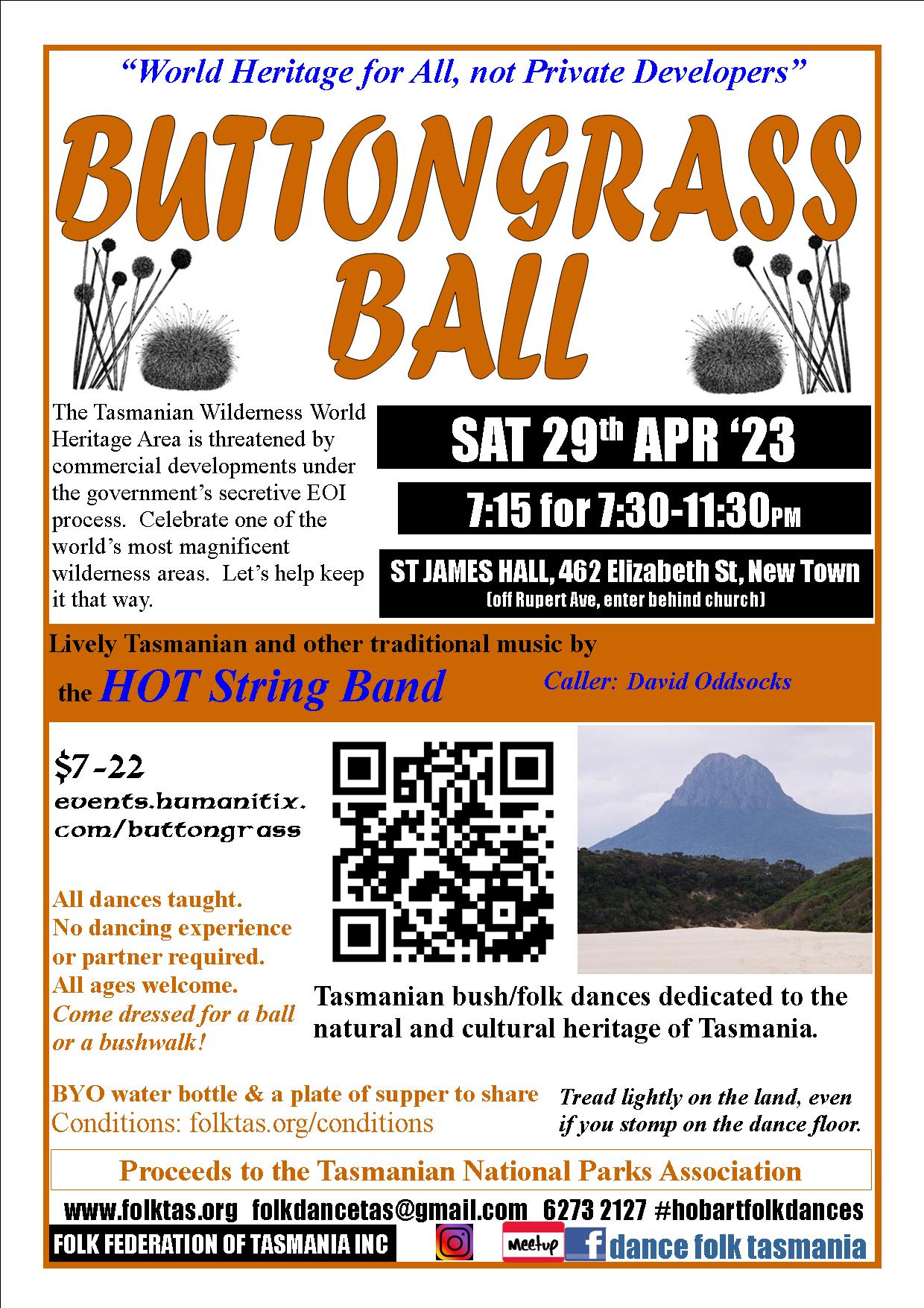 Buttongrass Ball booked for Sat 29th April 2023 – HOT String Band
